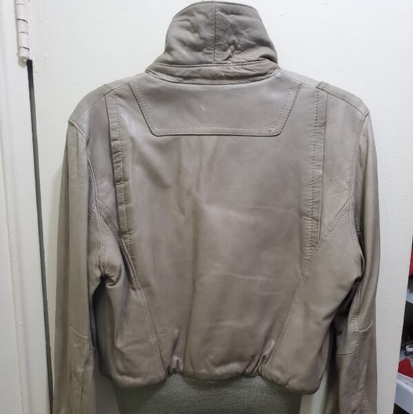 domo | Jackets & Coats | Domo Grey Beige Colour Leather Jacket | Poshmark